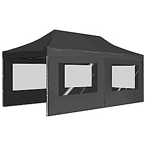 Professional Folding Party Tent with Walls Aluminum,Fruit Stand Gazebo,Deck Gazebo,Camping Gazebo,Hardtop Gazebo,Featuring a Folding Design,for Barbeque,Garden Party,Markets,19.7'x9.8' Anthracite