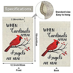 2 Pcs Cardinal Garden Flags Gifts Decor for Graves When Cardinal Appear Memorial Yard Flag I Am Always with You Cemetery Flag Bereavement Gift Outdoor Decoration, 12.5 x 18 Inch