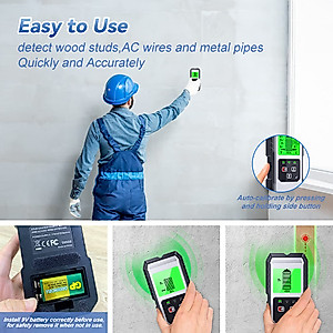 Stud Finder Wall Scanner - Upgraded 6 in 1 Electronic Stud Detector Wood Wall Magnetic Stud Sensor with LCD Display Sound Warning Studs Detection Beam Finder for Drywall Joist Pipe Live AC Wires Metal