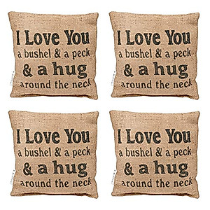 Country House Collection 8" x 8" Mini Burlap Pillow Bushel and a Peck