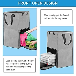 Laundry Backpack Bag, Bukere Extra Large 2 in 1 Laundry Hamper Basket for College Students Dorm Essentials, Adjustable Shoulder Straps, Freestanding Laundry Bag for Apartment, Laundromat, Travel