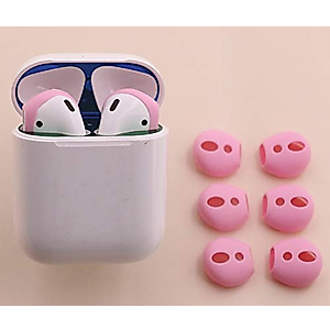 IiEXCEL (Fit in Case) 4 Pairs Replacement Super Thin Slim Rubber Silicone Earbuds Ear Tips and Covers Skin for Apple AirPods 2 1 or EarPods Headphones (Fit in Charging Case) (4 Pink)