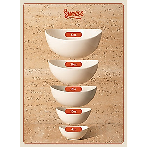 Sweese 4 Inch Porcelain Small 4 oz Bowls for Sauce | Charcuterie | Dipping | Snack | Condiment | Side Dishes Set of 6 - Microwave, Dishwasher and Oven Safe - White