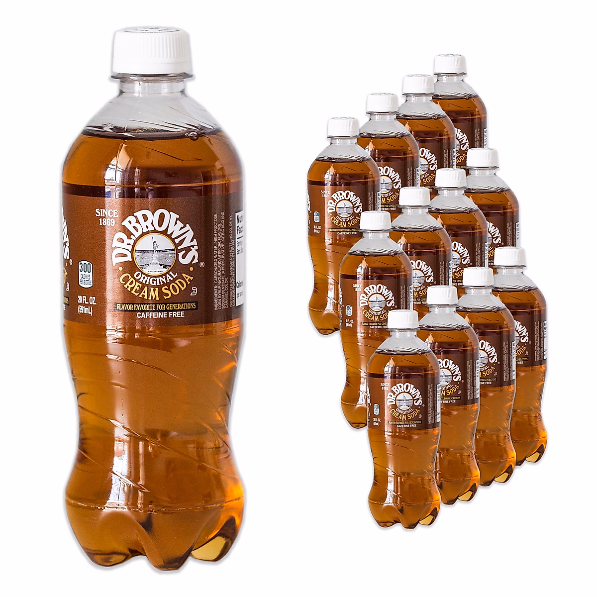 Dr Brown's Cream Soda - Smooth, Refreshing, Rich Cream Flavors - 12, 20oz Bottles