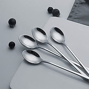 Long Handle Iced Tea Spoons, IQCWOOD 9-Inch Long Handle Tea Spoons, Coffee Spoon, Ice Cream Spoon, Stirrers Spoons, Stainless Steel Cocktail Stirring Spoons, Set of 4