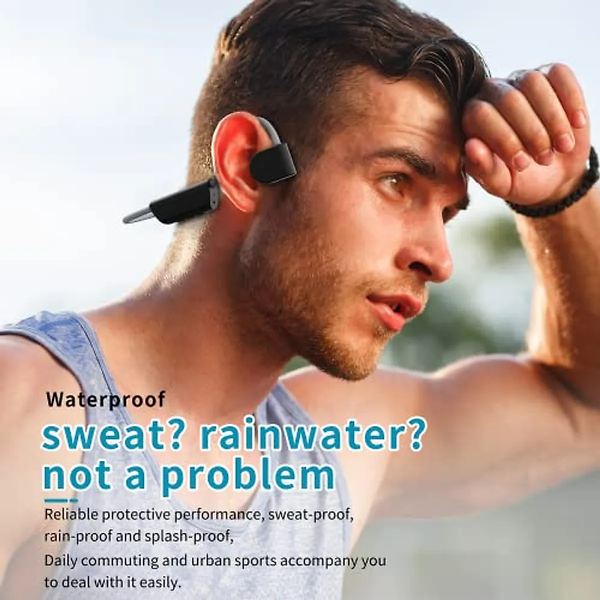 OFUSHO Bone Conduction Headphones, Open Ear Bluetooth Headphones, Wireless Headphones Sports Earphones