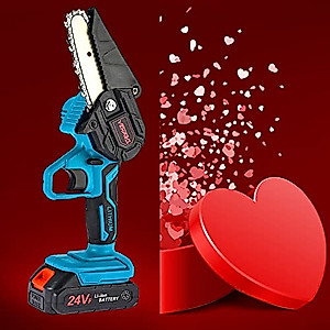 QBQCBB 24V Electric Cordless Saw Woodworking Electric Chain Saw Wood Cutter Suitable for Tree Pruning, with 1 Sets of Battery Portable Garden Cutting, Bamboo Cutting with Battery and Charger