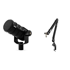 Rode PodMic Starter Pack - rode PodMic Broadcast Microphone with XLR and Connectivity + Rode PSA1+ Professional Studio Arm