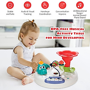 Costzon Activity Table, Toddler Music Learning Table w/ 16 Songs, Sound, Lights, 3 Ball Games, 9 Activities, Piano, Beads, Kids Discover Explore Activity Center, Baby Toy for Boys & Girls (Multicolor)
