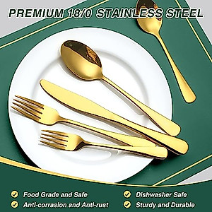 30-Piece Gold Silverware Set, Blingco Gold Flatware Set for 6, Food-Grade Stainless Steel Cutlery Set, Tableware Eating Utensils with Gift Box for Home Restaurant, Mirror Finished, Dishwasher Safe
