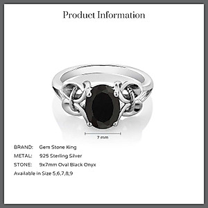 Gem Stone King 925 Sterling Silver Oval Gemstone Birthstone Engagement Ring | Oval 9X7MM | Wedding Anniversary Promise Ring For Women | Available in size 5, 6, 7, 8, 9