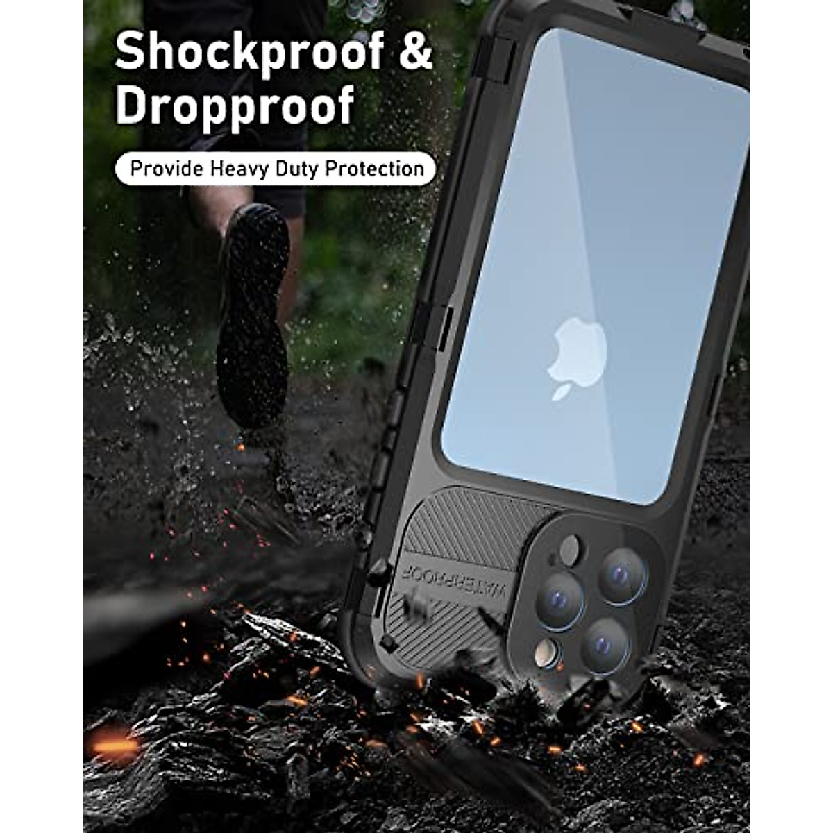 WIFORT iPhone 13 Pro Max Waterproof Metal Case - Built-in [Screen Protector][15FT Military Grade Shockproof][IP68 Water Proof], Full Body Aluminum Protective Dropproof Cover, 6.7" Black