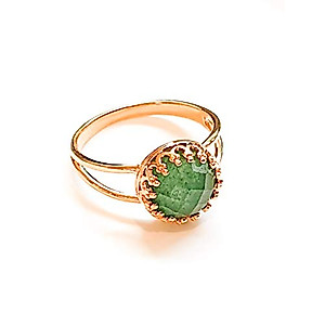 14k Gold Filled Jade Ring Gemstone Natural Stone Princess Setting