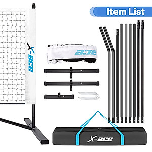 X-ACE Portable Badminton Net 20FT- Adjustable Height Badmitton Net for Tennis, Soccer Tennis, Pickleball- Durable Construction&Easy Set-Up (2023NET)