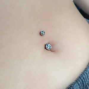 FINE4U Titanium Belly Button Rings 14G 10mm - ASTM F136 Implant Grade Real Titanium Belly Ring, Internally Threaded Hypoallergenic Navel Piercing Jewelry for Gift idea (Clear)