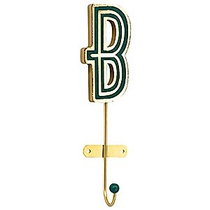 COLLECTIVE HOME - Monogram Wall Hooks, Wall Mounted Hooks for Hanging, Wood Letters for Wall Decor, Home-Bedroom-Living Room Gold Decor, Decorative Wall Hangers for Coat, Scarf, Bag(B)