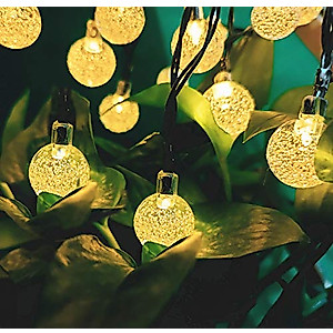 Solar String Lights Globe 38 Feet 66 Crystal Balls Waterproof LED Fairy Lights 8 Modes Outdoor Starry Lights Solar Powered String Light for Garden Yard Home Party Wedding Decoration (Warm White)