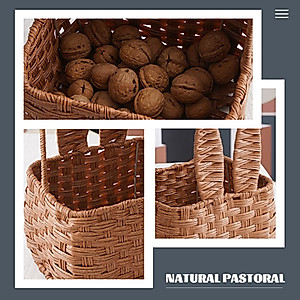 Cabilock Bread Basket Candy Gift Baskets Easter Bunny Basket Hanging Basket Toy Woven Basket with Handle Wicker Food Basket Snack Container Food Storage Holder Beach Rattan Laundry Basket