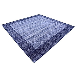 Unique Loom Del Mar Collection Area Rug - Abigail (7' 10" Square, Navy Blue/ Blue)