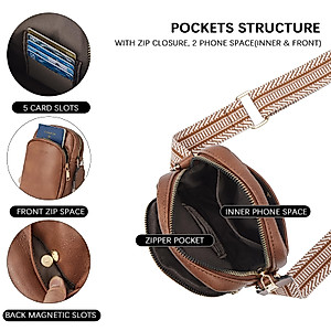 BOSTANTEN Small Crossbody Bags for Women Designer Zip Cell Phone Purse Shoulder Handbags Wallet with Card Slots Brown