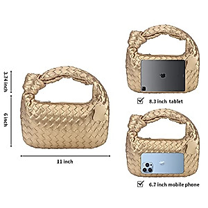 JBB Woven Handbag Bag for Women Leather Shoulder Bags Knotted Purse Soft Mini Hobo Clutch
