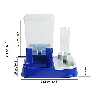 PAWISE Pet Feeder Food and Water Dispenser Dog 2 in 1 Self-Feeding Bowl Cat Automatic Feeder,Durable Plastic Pet Food Bowl for Small Medium Cats, Dogs, 5L Capacity