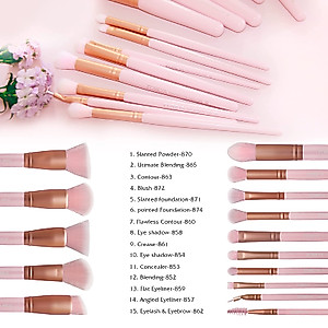 Z'OREYA Makeup Brushes 15Pcs Makeup Brush Set Premium Synthetic Kabuki Brush Cosmetics Foundation Concealers Powder Blush Blending Face Eye Shadows Brush Set (Pink)