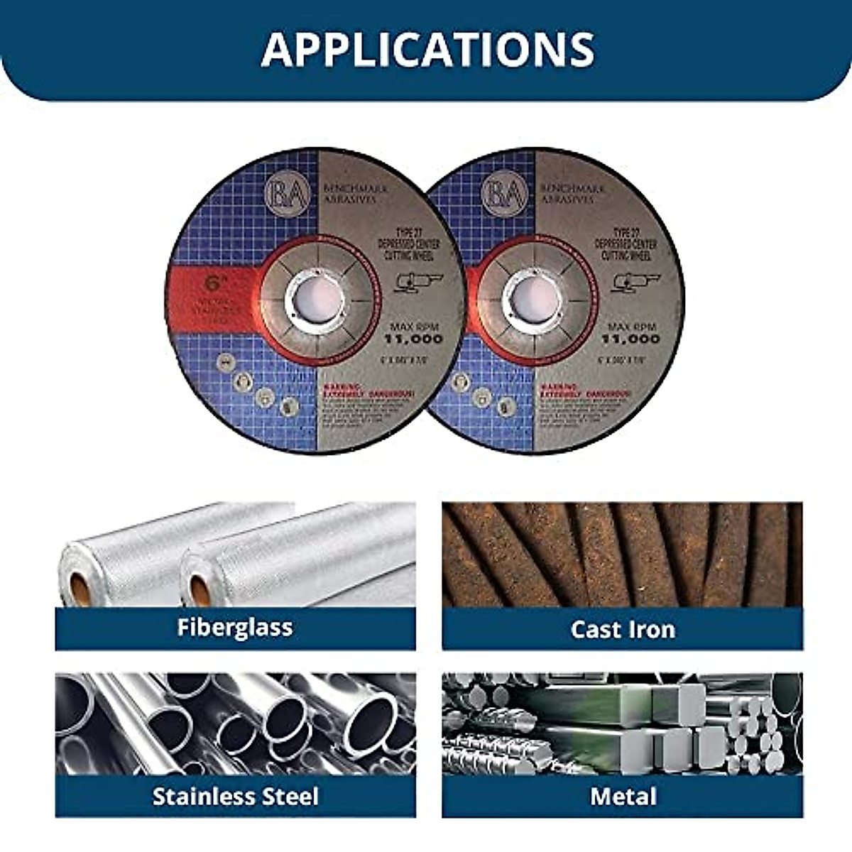 Benchmark Abrasives 6" Aluminum Oxide Quality Thin Cut Off Wheel for Metal and Stainless Steel .045" Thick 7/8" Arbor, Angle Grinder Wheel, Grinder Cutting Wheel - 25 Pack