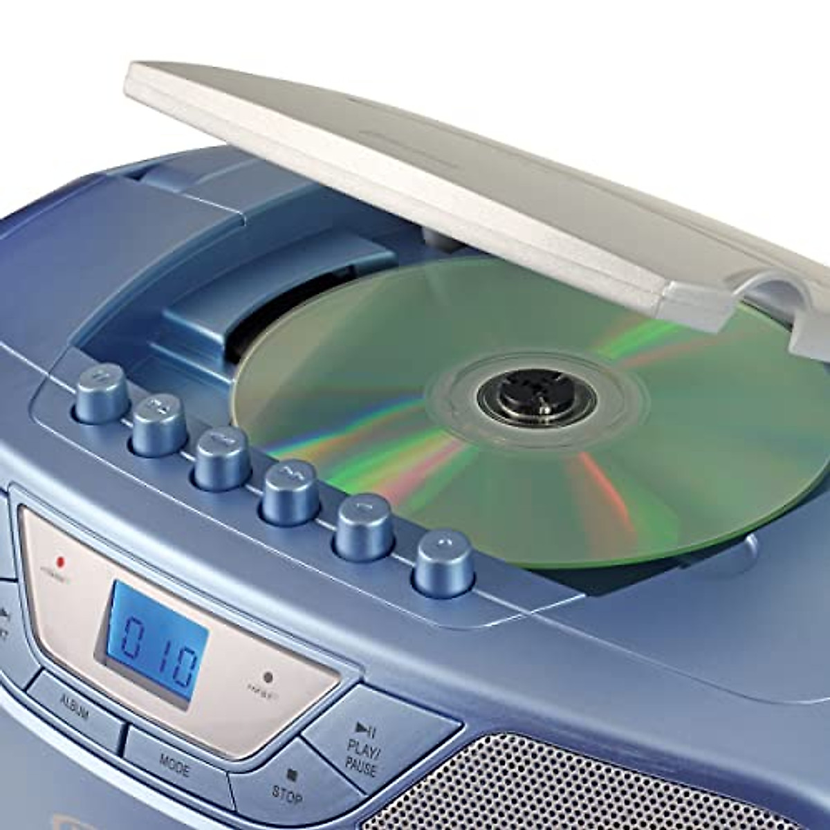 JENSEN CD-590-BL CD-590 1-Watt Portable Stereo CD and Cassette Player/Recorder with AM/FM Radio and Bluetooth (Blue)