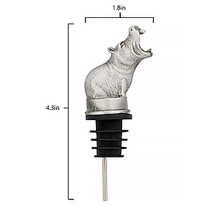 WOKHACH Animal Wine Aerator & Liquor Pourer for Bar,Home and Party Wine Pourer Aerator Festival Gift (Hippo Silver Gray)
