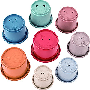 Belle Bear Stacking Cups Baby Toy, Bathing Toys and Building Toy for Early Educational Develop Toy Gifts for Boys and Girls（8 Pcs ）