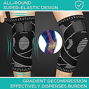 Dr. Brace Knee Braces for Knee Pain, Premium Knee Compression Sleeve Support with Straps for Running, Workout, Gym, Hiking, Arthritis, ACL, Joint Pain Relief, Meniscus Tear, Injury Recovery, Sports