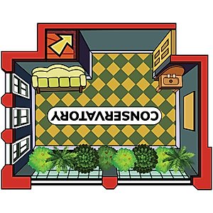 Vinyl Wall Decal: Clue Conservatory Glasshouse Pavillon Gazebo - 10" x 10" Classic Murder Mystery Board Game Kids Room Bedroom Home Sticker Décor
