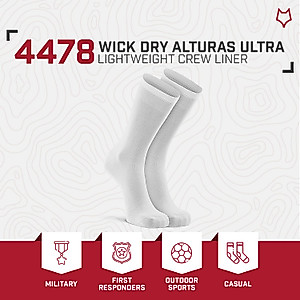 FoxRiver mens Wick Dry Auras Ultra-lightweight Liner Crew hiking socks, White, Large