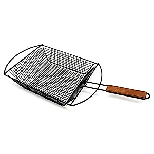 Norpro 8661 Deluxe Removable Handle grill basket, for BBQ, Black