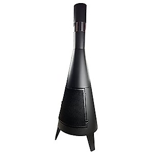 Chiminea Fireplace Outdoor Wood Burning Fire Pit Terrace Stove Garden Decoration with Charcoal Grate and Poker Black