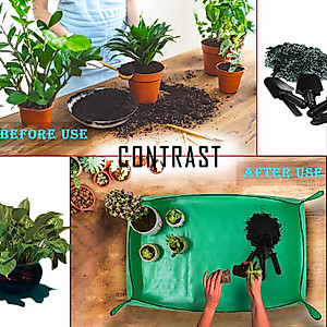 BIUWING Extra Large Plant Repotting Mat,Thickened Waterproof for Indoor Plant Transplanting and Mess Control,Foldable Succulent Portable Gardening Mat (43'*30',Green)