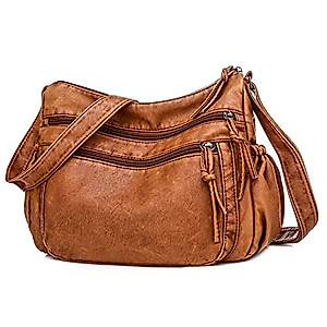 XCYY Women Shoulder Bag Pu Leather Crossbody Bag Soft Women Purse Multi-Pockets Flap Bag Women Handbag (Color : Brown, Size : 26 * 10 * 20cm)