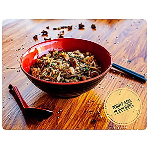 VALLENWOOD 4 set, 16 pieces. Ramen Bowl Set, Asian Japanese soup with Spoons Chopsticks and Stands, Restaurant Quality Melamine, Large 37 oz for Noodles, Pho, Noodle, Udon, Thai, Chinese dinnerware.