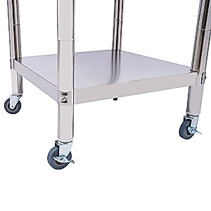 Fichiouy Rolling Stainless Steel Workstation Food Prep Worktable with Undershelf, Stable Heavy Duty Commercial Table with Wheels Easy Assembly