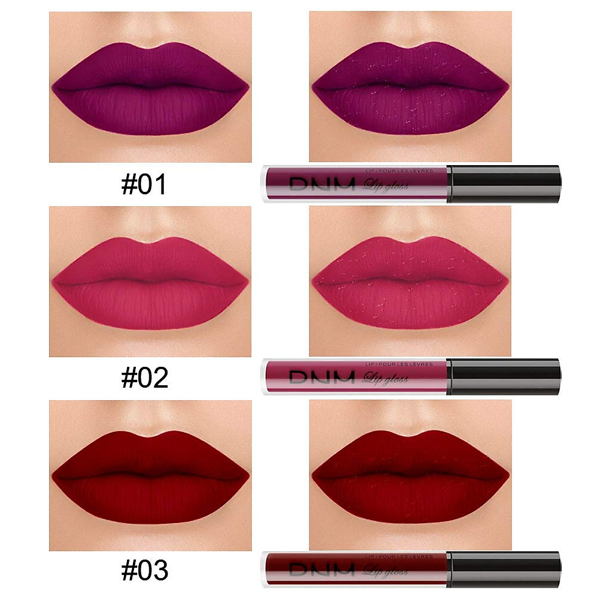 AMY'S DIARY 3Pcs Dark Red Purple Matte Liquid Lipstick Sets, Matte Lipstick Lip Stain Long Lasting 24 Waterproof Lip Gloss Gift Set Matt Lipsticks Set for Women Lippies (Set01)