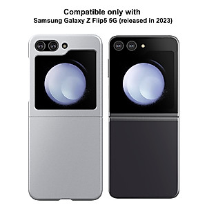 Eastcoo Slim Fit Galaxy Z Flip 5 Case, [Hard PC Back] [Frosted Feel] [Wireless Charging Support] Lightweight Shockproof Case Cover for Samsung Galaxy Z Flip5 (2023), Silver