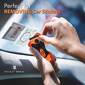 Whizzy Wheel Multi-Purpose Plastic Razor Blades Scraper, 10 Double Edged Plastic Blades - Car Decal Remover and Sticker Remover Tool, Ideal for Car Vinyl, Decal & Tint Removal | Plastic Scraper Tool