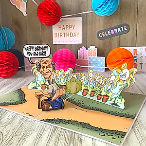 Funny Fart Birthday Card | Pop Up of 3D Old Man Passing Gas and Killing Flowers | 50th, 40th Birthday Cards For Men | 60th Birthday Card For Dad | Farting Bday Greetings for Grandfather