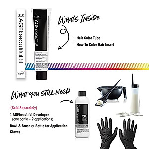 AGEbeautiful Permanent Liqui Creme Hair Color Dye | 100% Gray Coverage | Anti-Aging | Biotin for Thicker, Fuller Hair | Professional Salon Coloring | 3N Darkest Brown