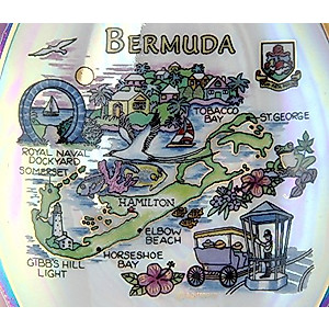 Bermuda Map Pearl Souvenir Collectible Spoon Rest agc