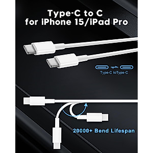 2-Pack 40W Dual Port USB C Car Charger for iPhone 15/15 Pro Max - With 3FT C to C Cable