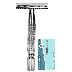Safety Razor, Double Safety Razor with Long Stainless Steel Handle, Nostalgic Safety Razor for Salon and Home Use