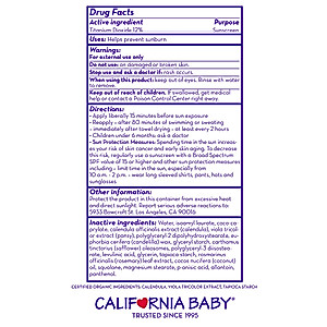 California Baby Super Sensitive SPF 30+ Sunscreen Lotion | Broad Spectrum | Unscented Mineral Sunscreen Face & Body | Allergy-Friendly | Coral Reef Safe | Benzene-Free | Baby, Kids, Adults Physical Sunscreen For Sensitive Skin or Eczema | 82 g / 2.9 oz.