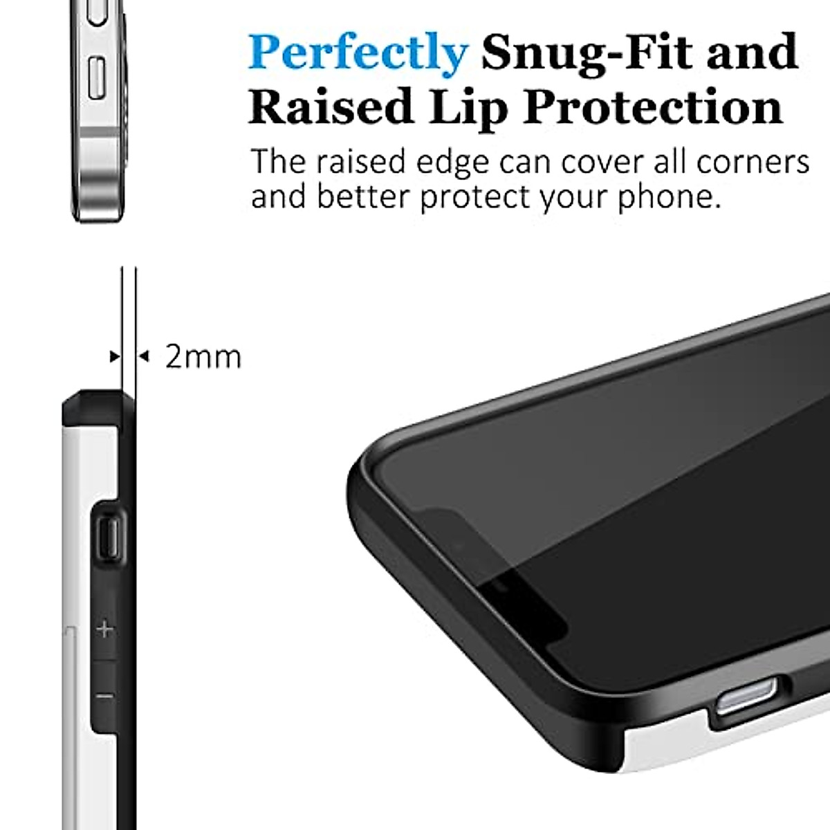 SAMONPOW Compatible with iPhone 13 Pro Case with Card Holder Wallet Dual Layer Hybrid Case Heavy Duty Protection Shockproof Anti Scratch Soft Rubber Bumper Case for iPhone 13 Pro 6.1 inch White
